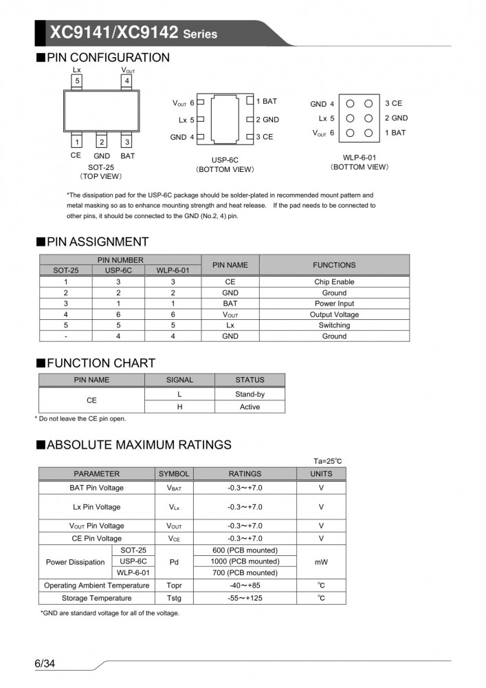 XC9142 series datasheet page 6