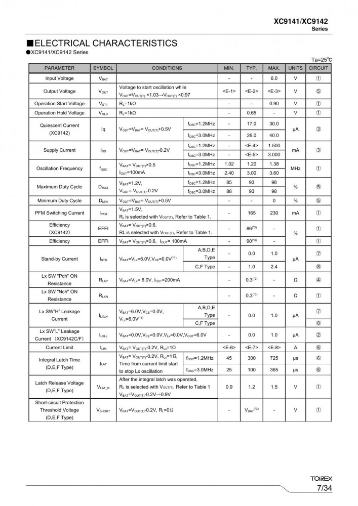 XC9142 series datasheet page 7