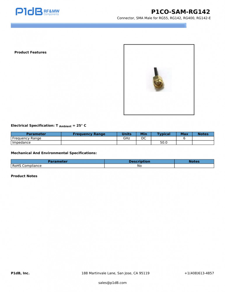 P1CO-SAM-RG142 product documentation image