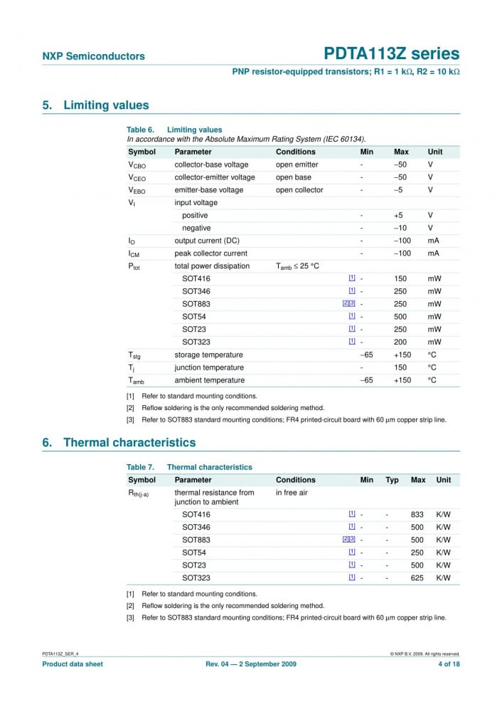PDTA113Z datasheet page 5