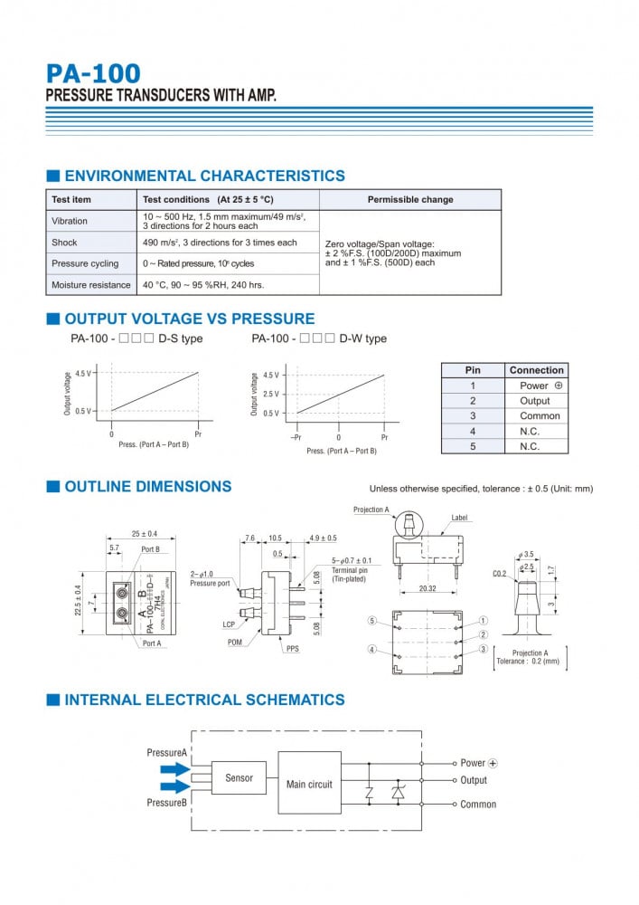 PA-100 series datasheet page 3