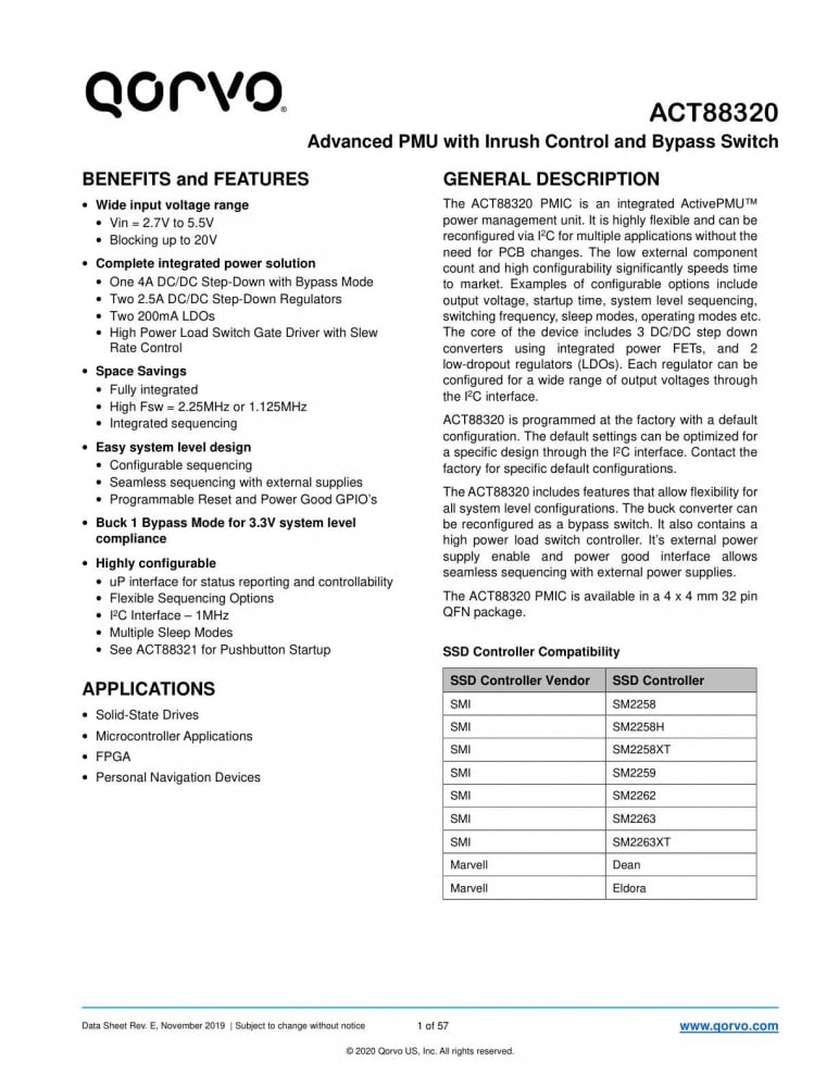 ACT88320QI109-T datasheet page 1