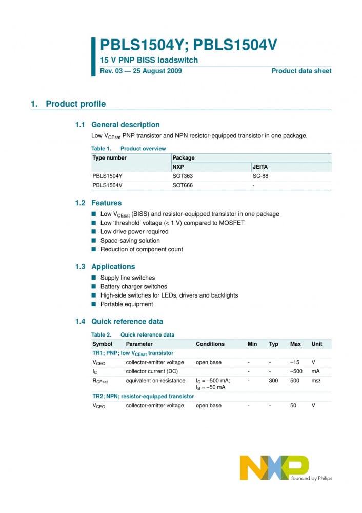 PBLS1504Y datasheet page 2