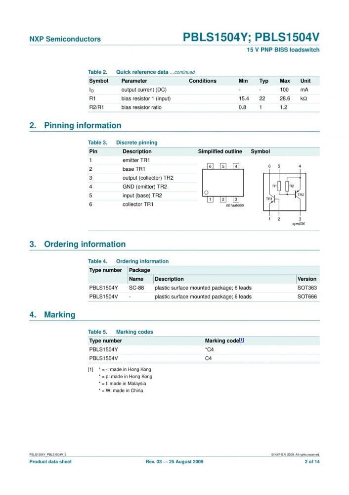 PBLS1504Y datasheet page 3