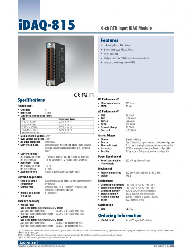 ADVANTECH iDAQ-815 technical document preview