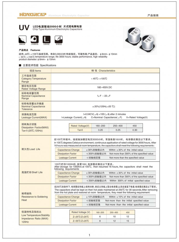 Honor Elec datasheet page 1