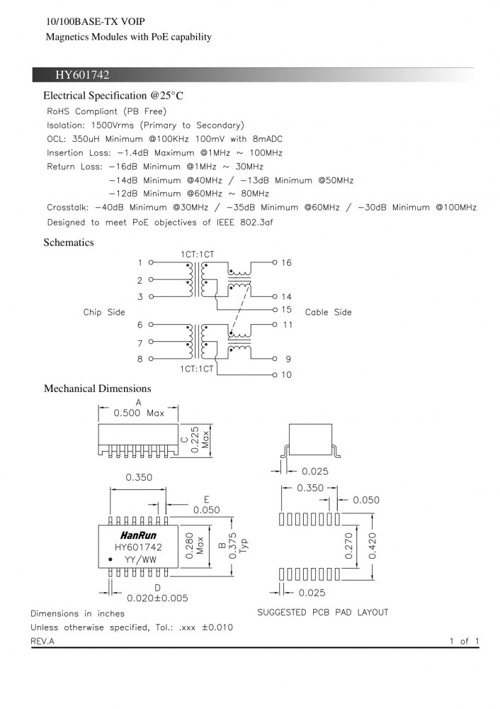HY601742 technical document page
