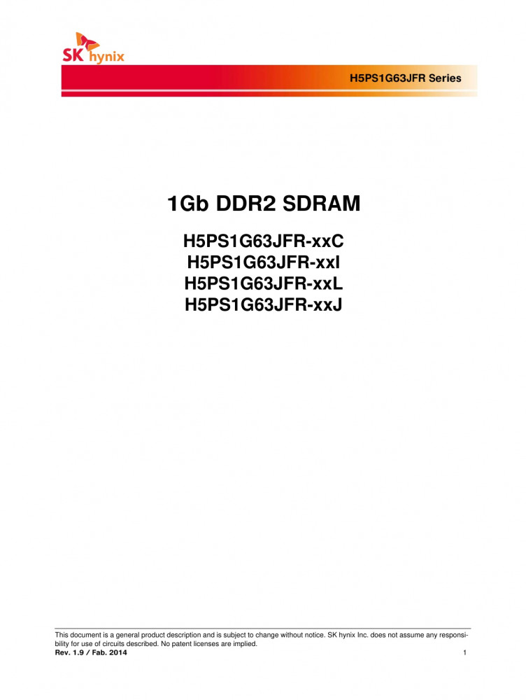 H5PS1G63JFR-S6C datasheet page 1