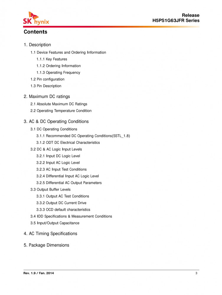 H5PS1G63JFR-S6C datasheet page 3