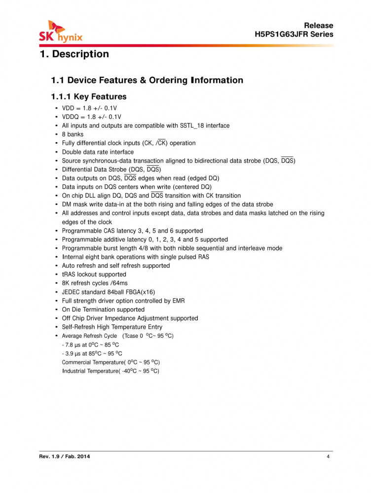 H5PS1G63JFR-S6C datasheet page 4