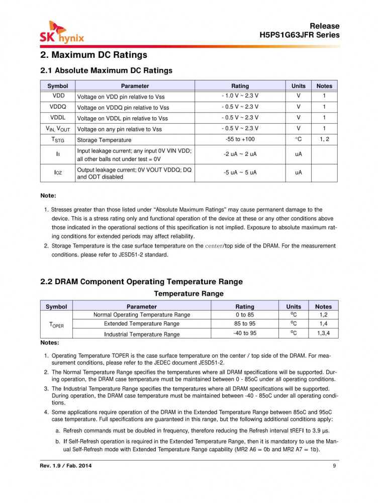 H5PS1G63JFR-S6C datasheet page 9