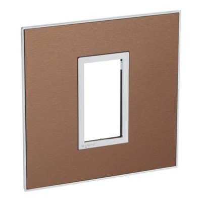 Arteor - British standard square plate 2 modules 1 gang - Brushed stainless steel - Black glossy finish - Flush-mounted installation