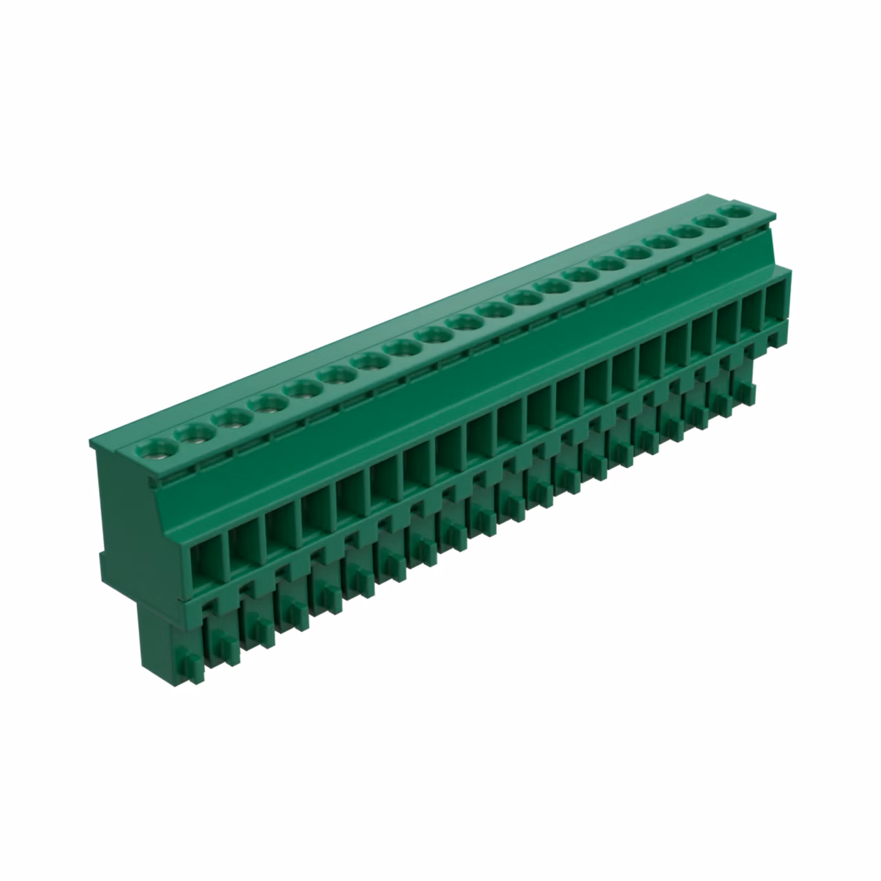 3.50mm Pitch Eurostyle Vertical Plug, with Reverse Imprinting, Front Wire Entry, Green Housing, Gold (Au) Plated, 20 Circuits for sale
