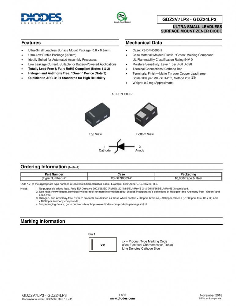 GDZ2V7LP3-7 datasheet page 1