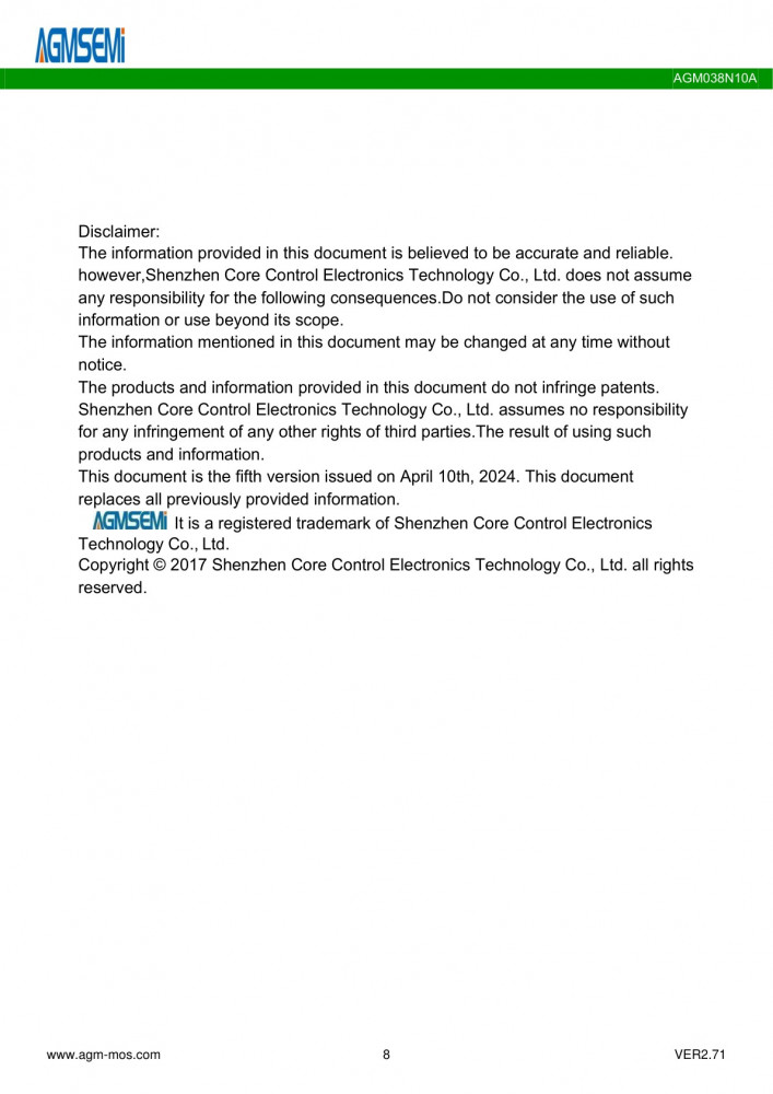 AGM038N10A datasheet page 8