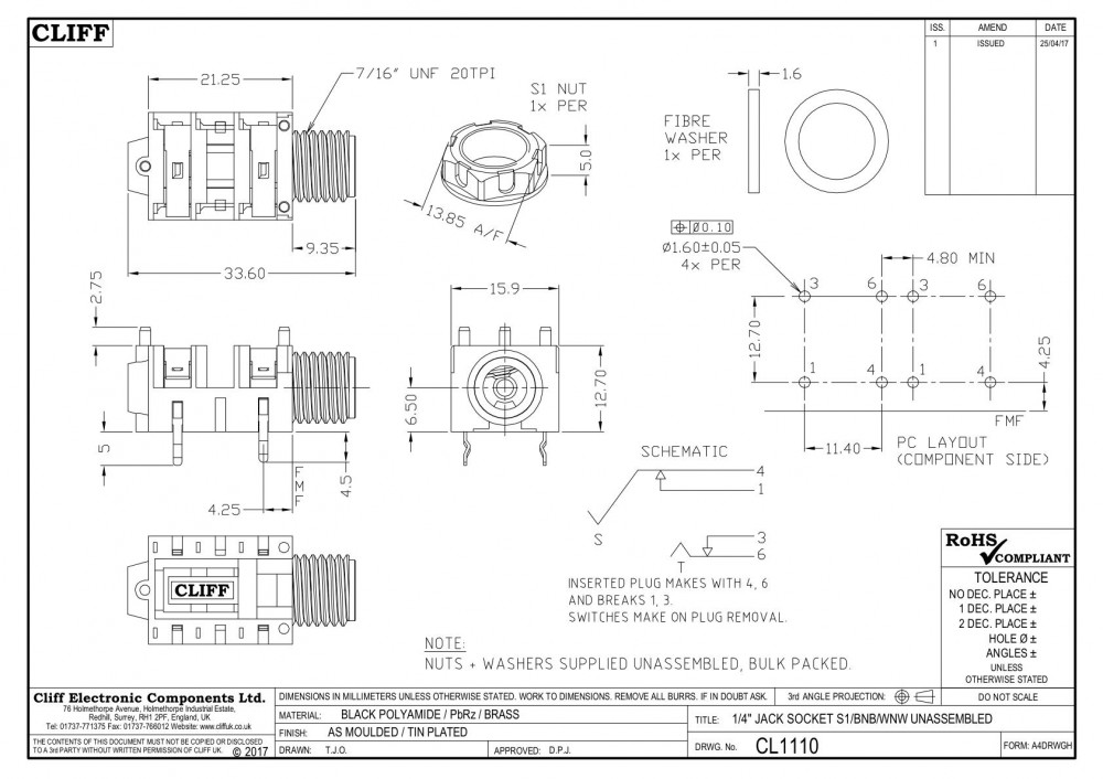 CLIFF CL1110 product drawing