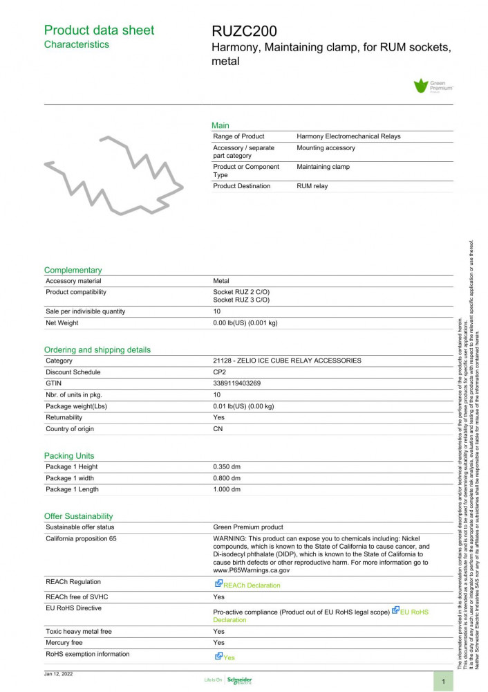 RUZC200 technical document page 1