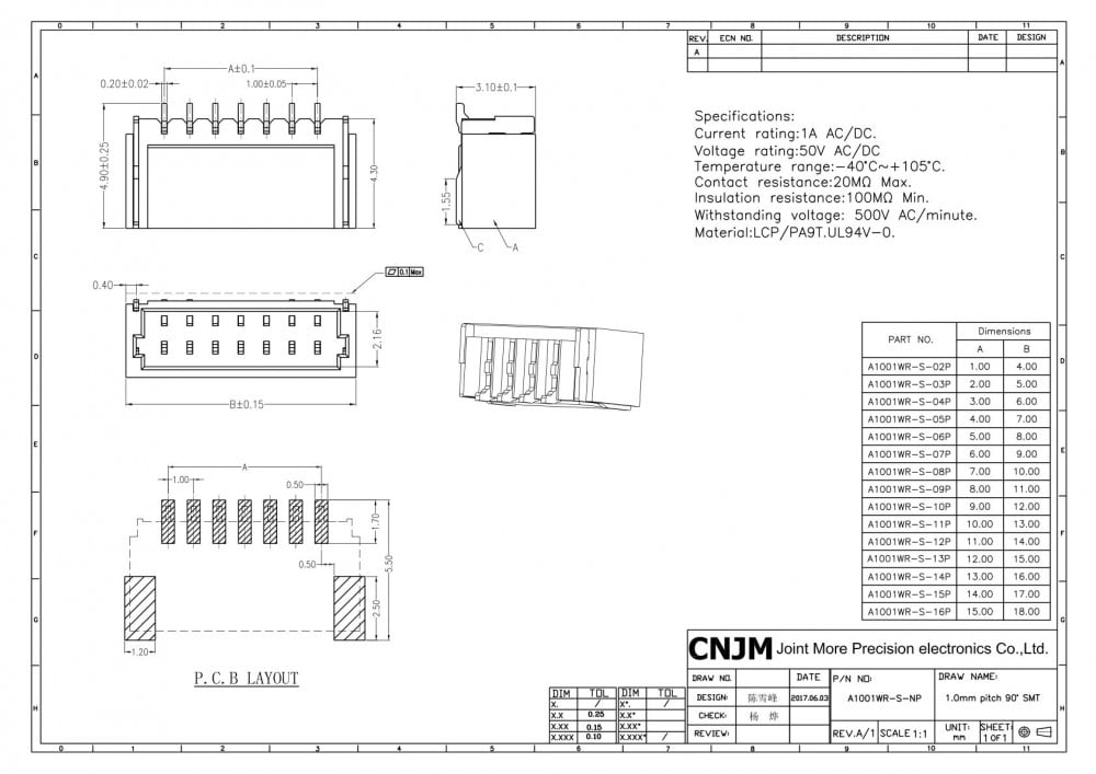 CNJMA1001WR-S-2P technical document preview