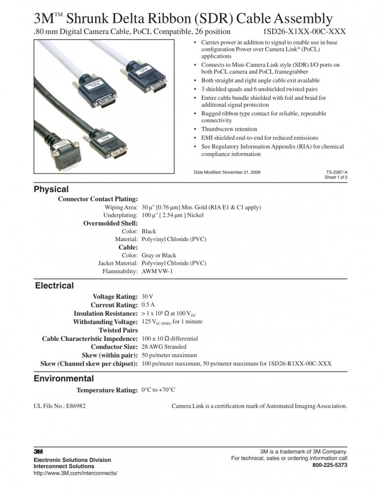 3M SDR cable assembly technical document page 1