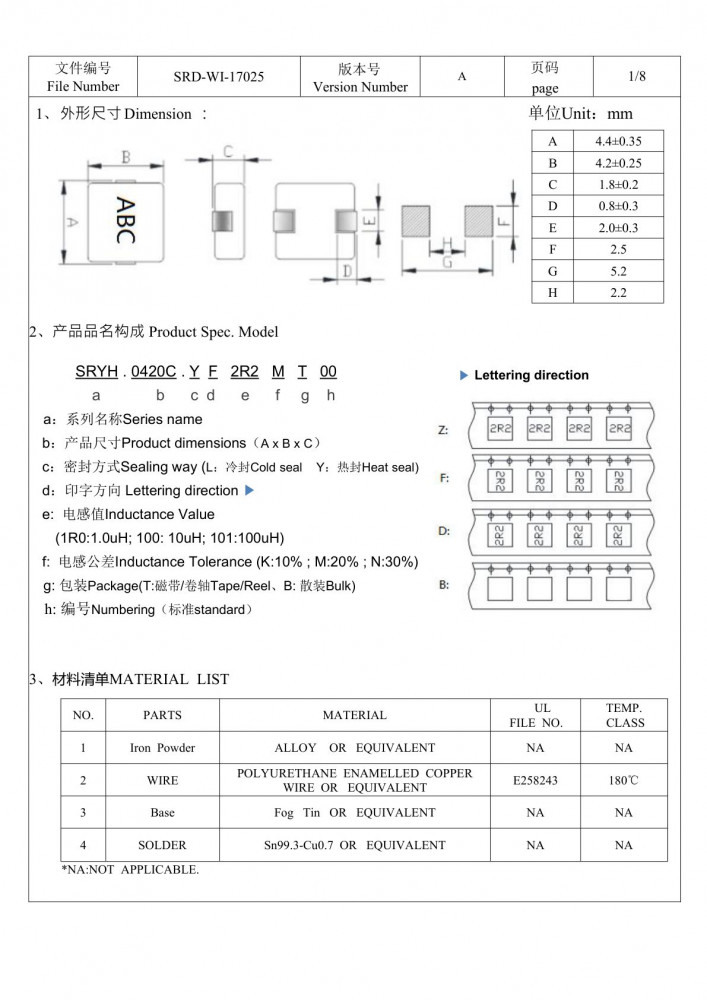 SOREDE SRYH.0420C specification page 3