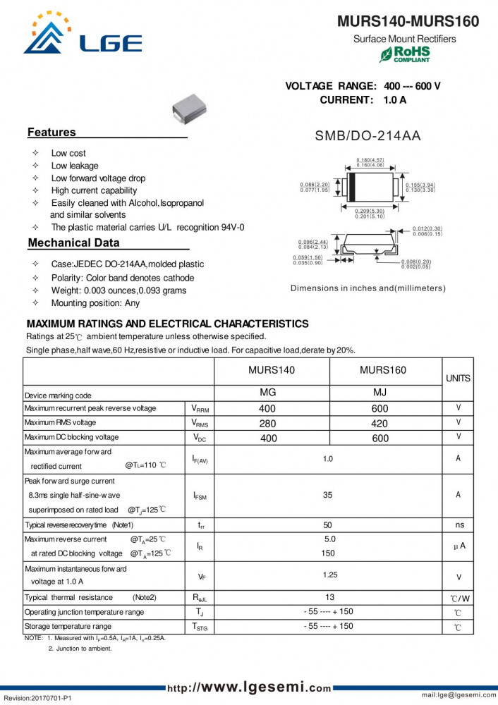 LGE MURS140 datasheet page 1