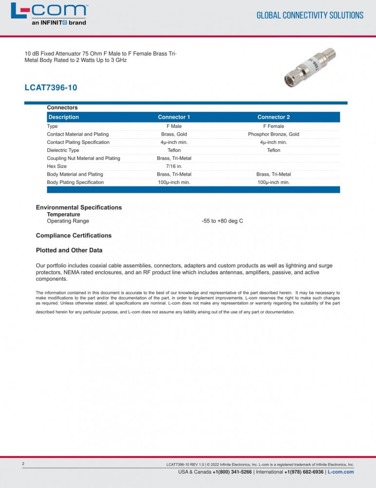 LCAT7396-10 technical datasheet page 2