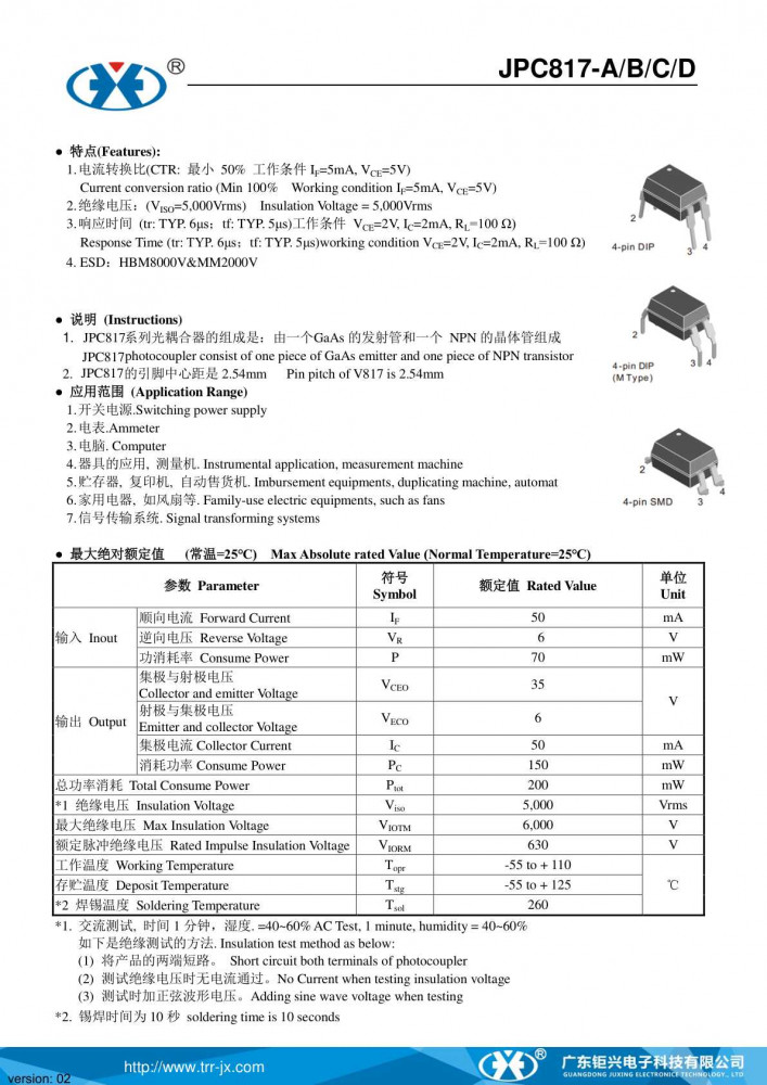 JPC817-C datasheet page 1
