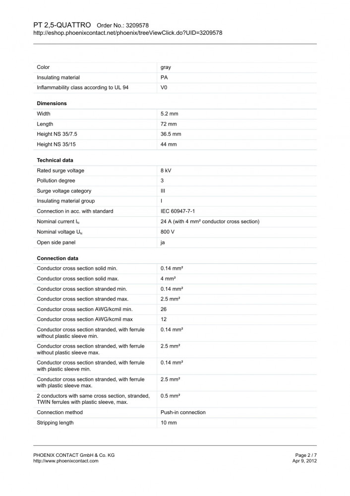 PT 2,5-QUATTRO technical document page 2