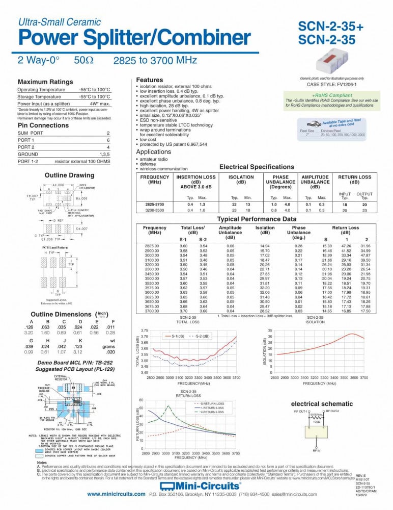 SCN-2-35+ technical datasheet page
