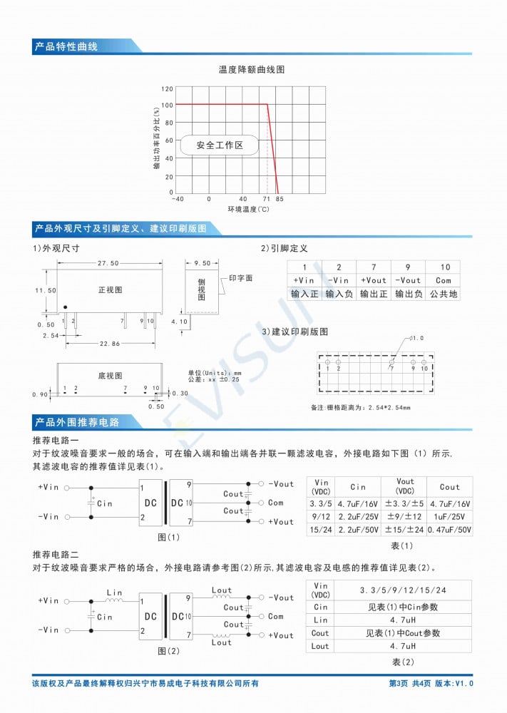 EVISUN IA1205S-1W datasheet page 3