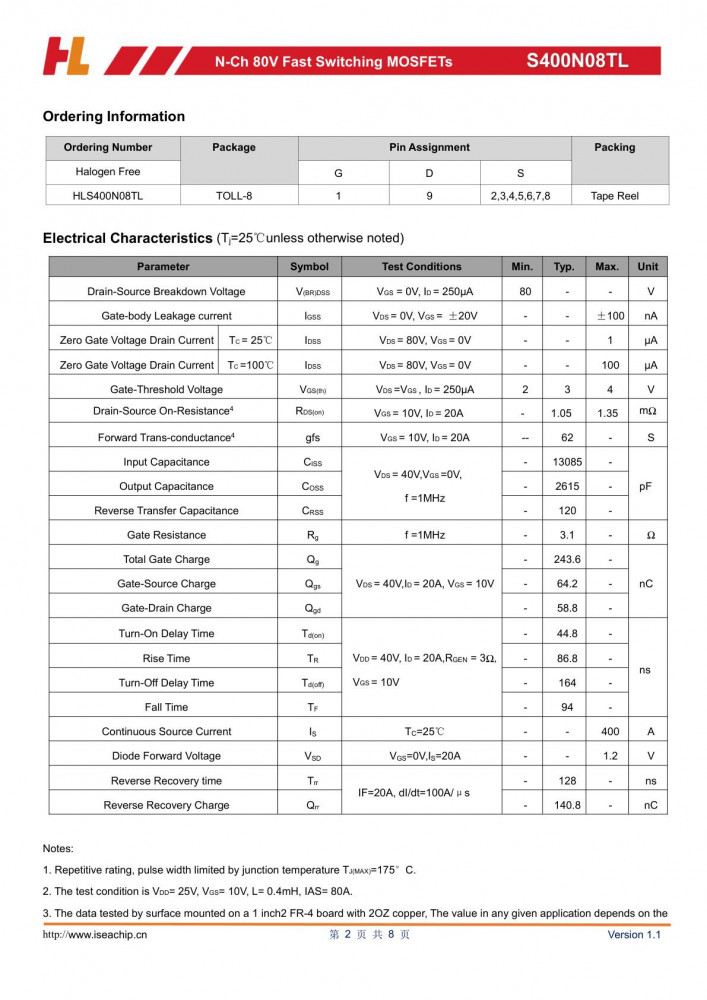S400N08TL datasheet page 2