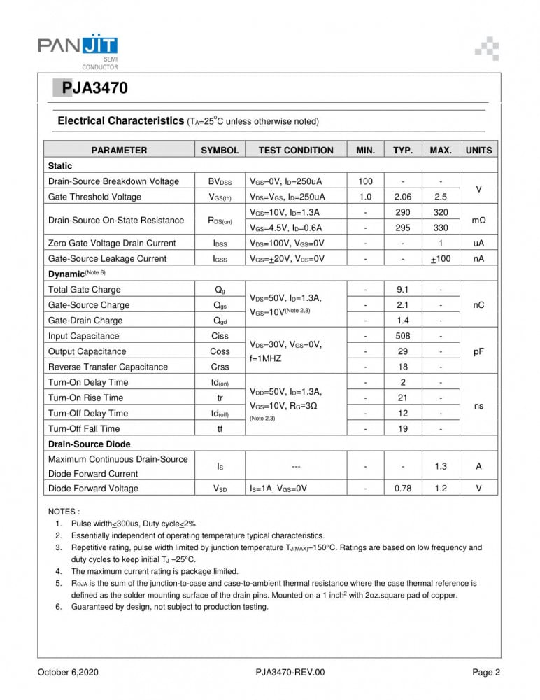 PJA3470 datasheet page 2