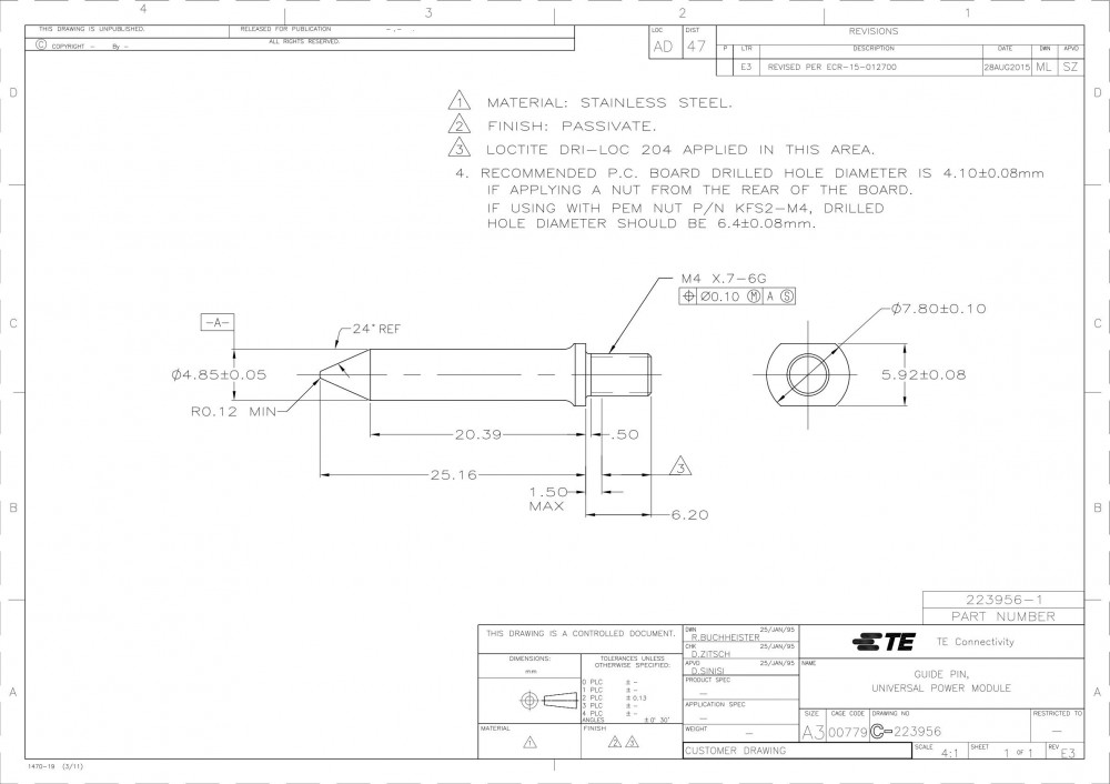 TE Connectivity 223956-1 technical drawing preview