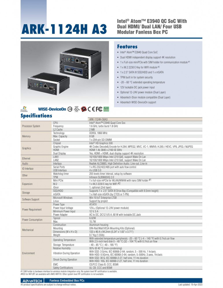 ARK-1124H technical document page 1