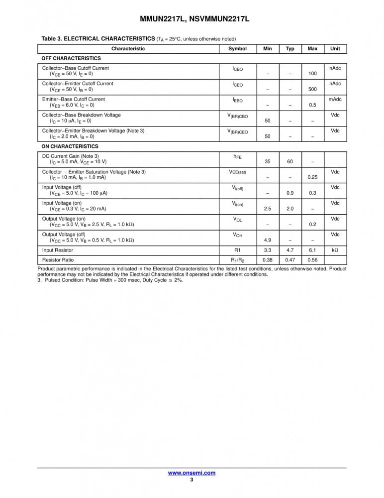 MMUN2217LT1G datasheet page 3