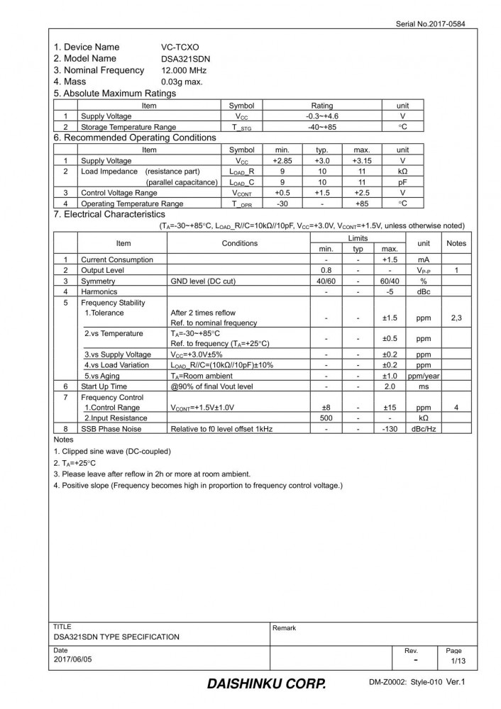 DSA321SDN specification page 2
