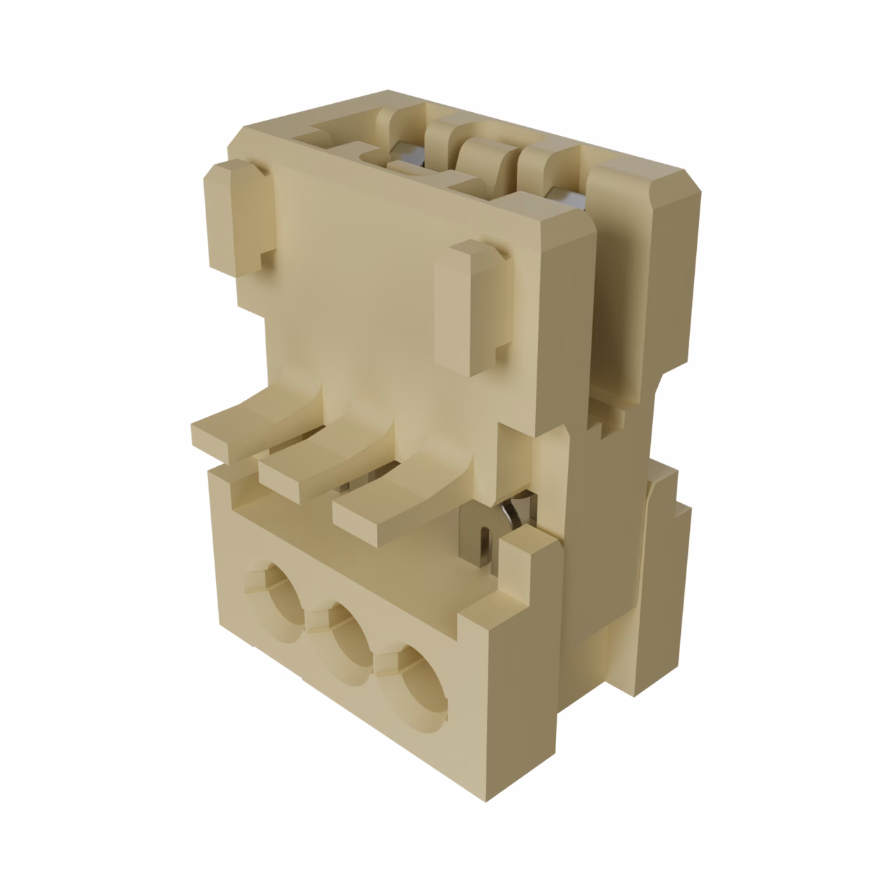 Appli-Mate RAST 2.5 IDT Connector, 2.50mm Pitch, Direct/Indirect, Female, Beaded Terminal, 3 Circuits, Position Keys B and C Removed, 1 Open and 1 Closed Endwall, Circuit 2 Voided, Latch at Circuit 2 for sale