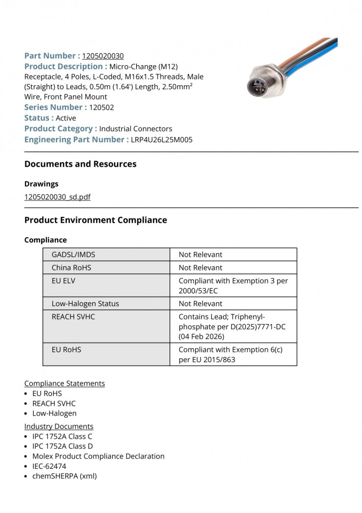 MOLEX product drawing page 1