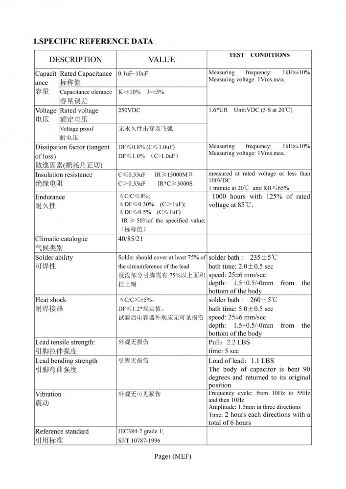 Jimson MEF specification page 2