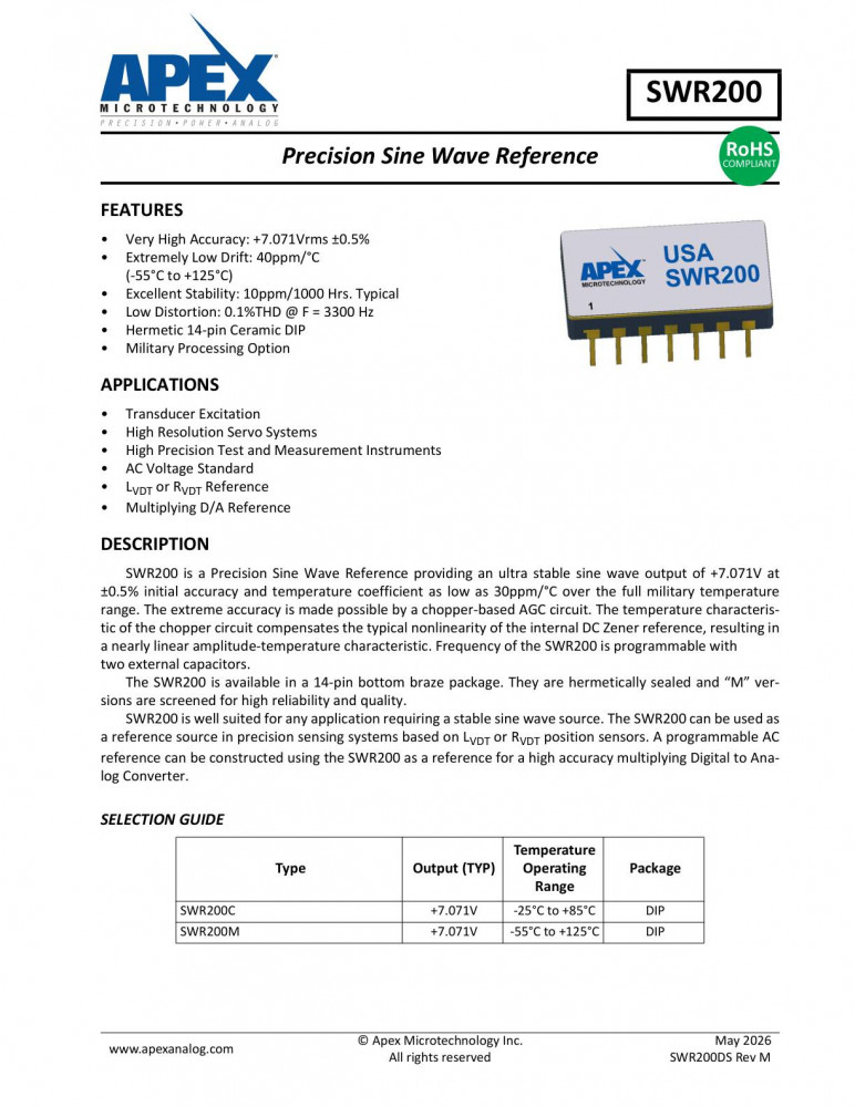 SWR200 datasheet page 1