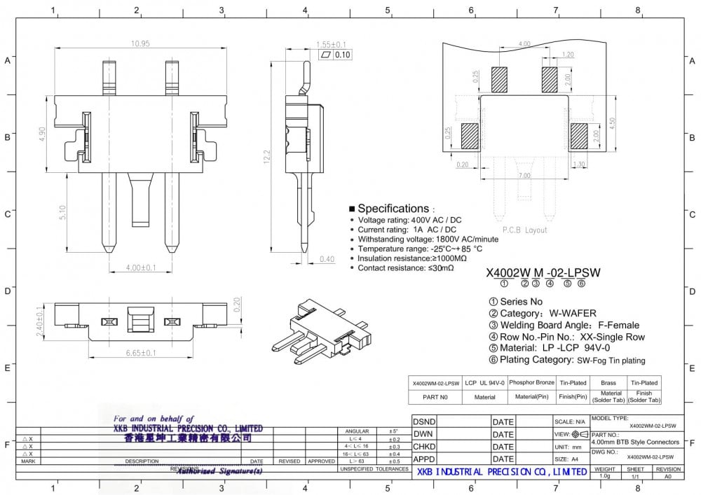 X4002WM-02-LPSW technical document page 1