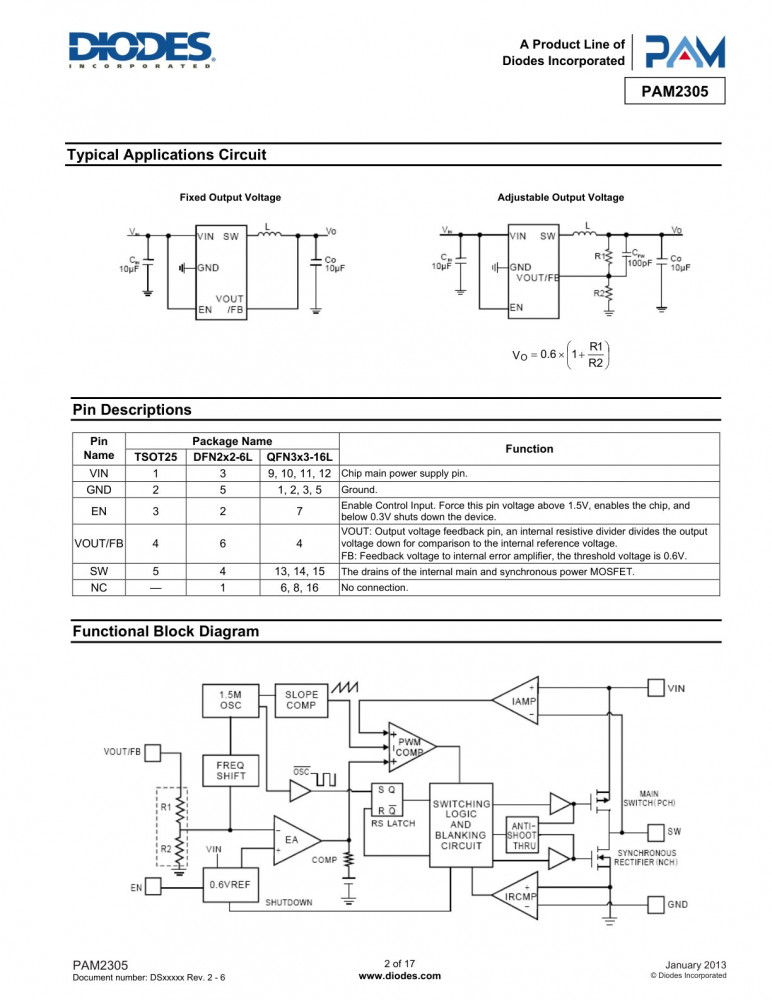 PAM2305 datasheet page 2