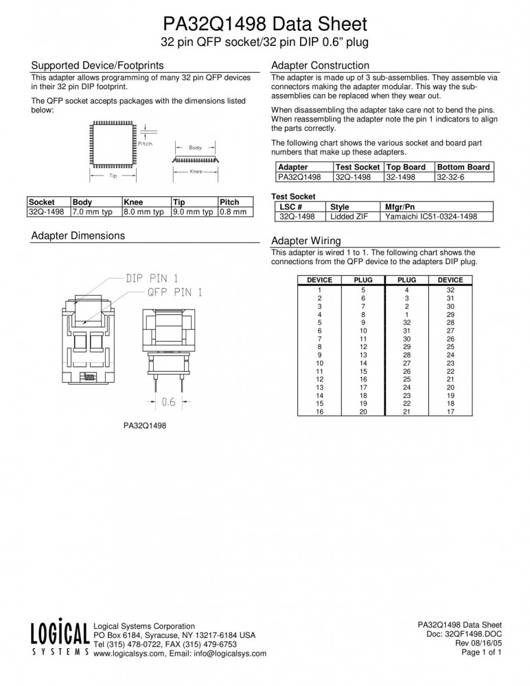 PA32Q1498 adapter technical documentation page