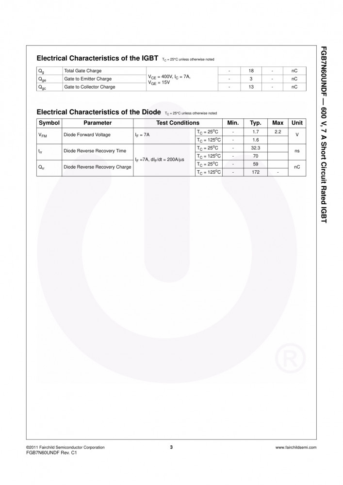 FGB7N60UNDF datasheet page 3