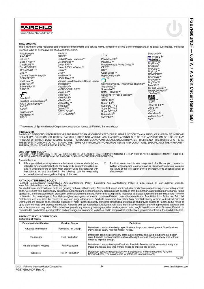 FGB7N60UNDF datasheet page 9