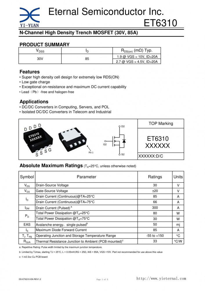 ET6310 datasheet page 1