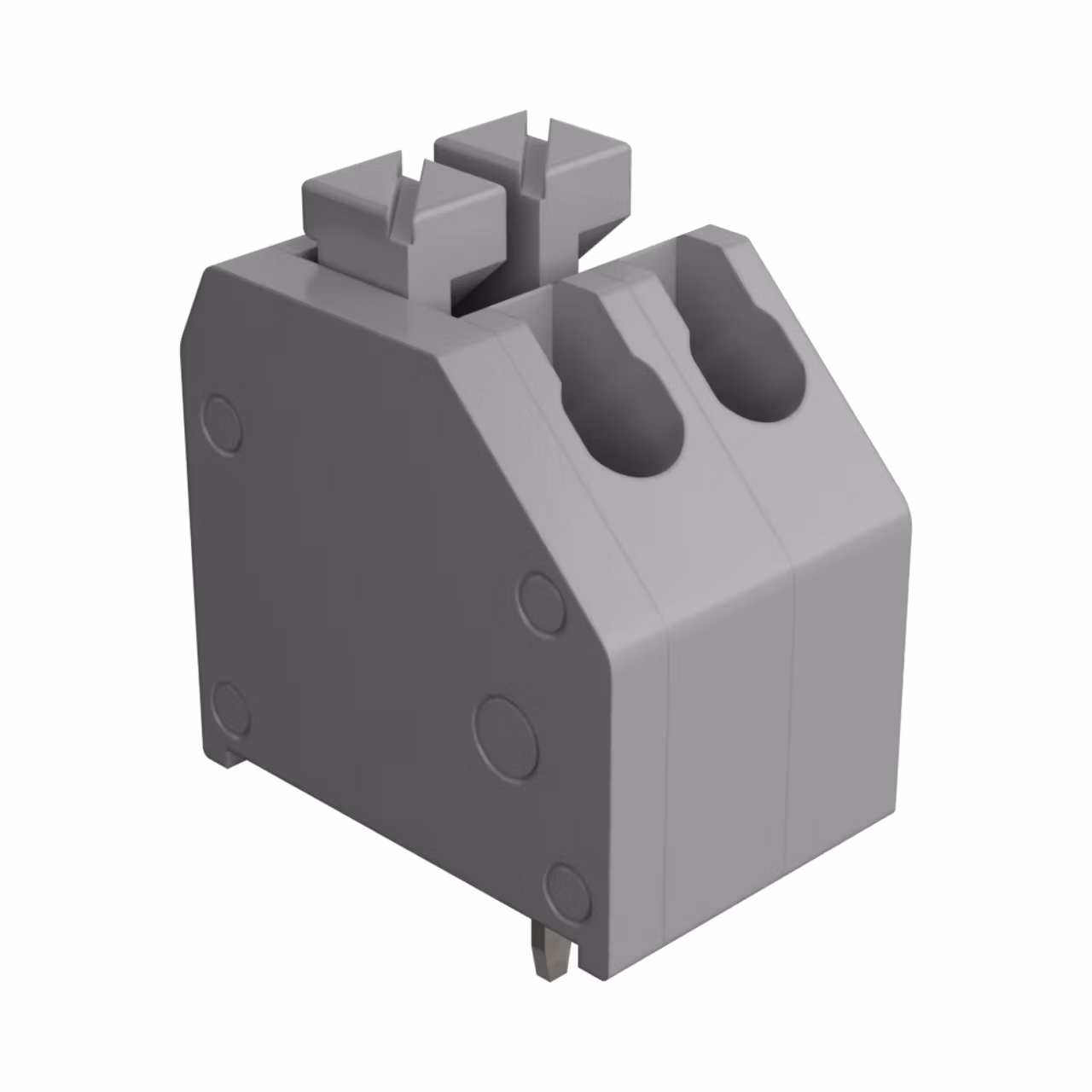 3.50mm Pitch, Eurostyle Fixed-Mount Push-Button Terminal Block, 45° Modular, 5A, 20-16 AWG, Light Gray, 2 Circuits for sale