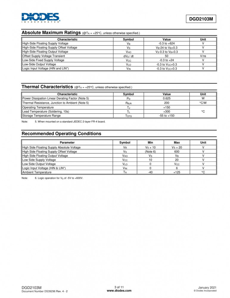 DGD2103MS8-13 datasheet page 3