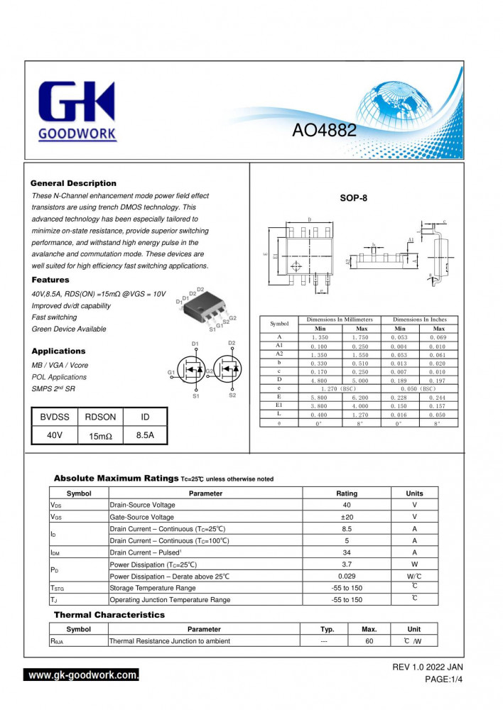 AO4882-GK datasheet page 1