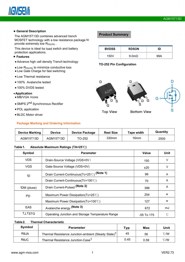 AGM15T13D datasheet page 1